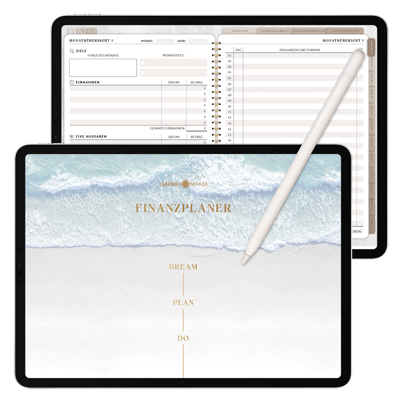 Digitaler Finanzplaner - 12 Monate Undatiert | Lebenskompass